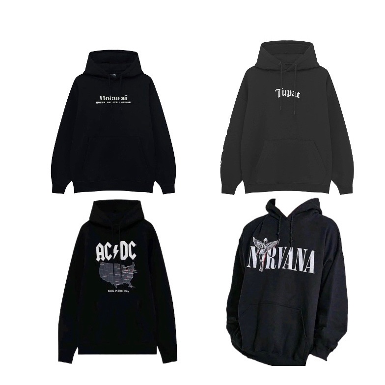 Jual Ayo Dapatkan (COD) HOODIE H&M TUPAC/ACDC/Nirvana/Hokusai [22 ...