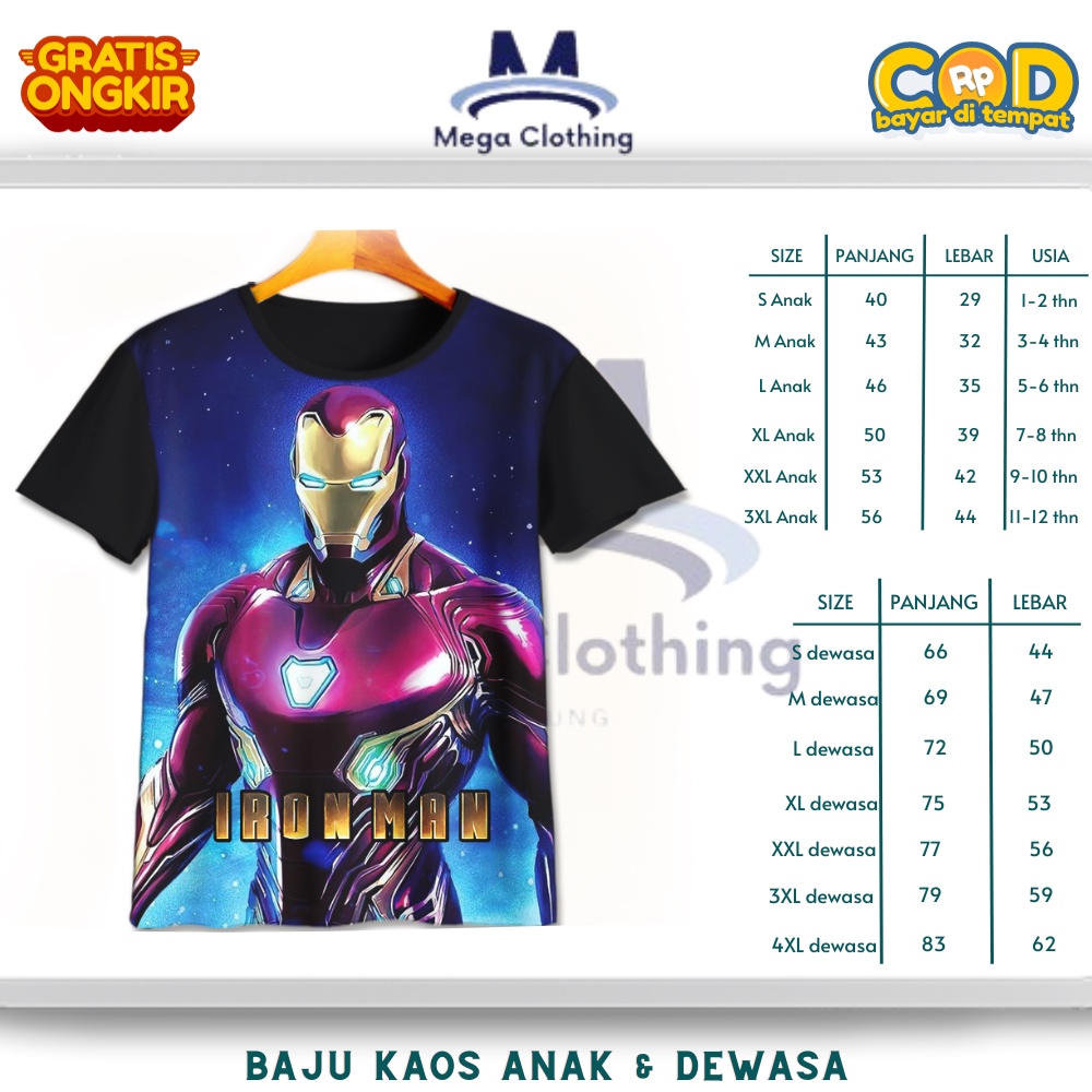 Jual Kaos Superhero Iron Man v2 Anak & Dewasa | Baju Couple Keluarga 3D ...
