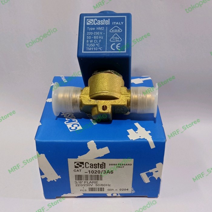 Jual Selenoid Valve Castel 3/8 Flare / Castel 1020/3A6 + Coil | Shopee ...
