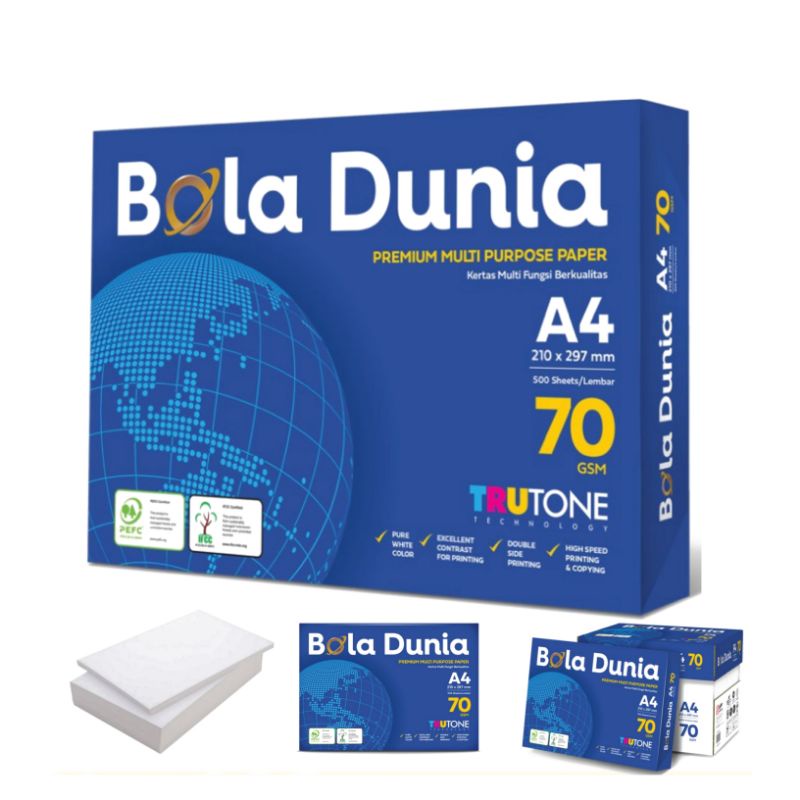 Jual Kertas HVS A4 70 Gram Bola Dunia 300 Lembar | Shopee Indonesia
