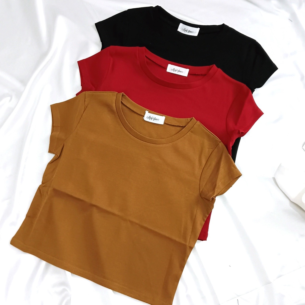 Jual Semi Crop Mary Jane 9416 / Atasan Wanita Semi Crop top MJ BKK ...