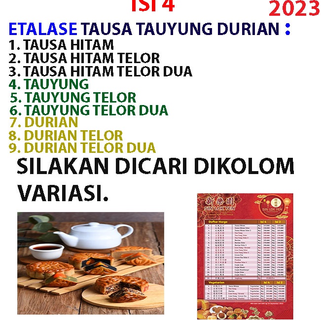 Jual Terkini TAUSA HITAM KACANG HITAM TAU YUNG HIJAU DURIAN ISI 4 ...