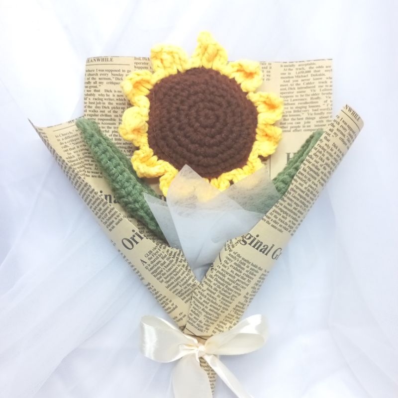 Jual Buket Single Bunga Matahari | Crochet Bouquet | Sunflower Bouquet ...