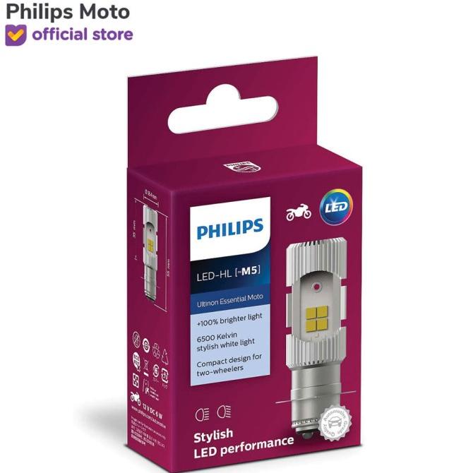 Jual Ultinon LED ( M5 ) DC 6500K Kaki 1 11163UEMX1 Bola Lampu Motor Philips | Shopee Indonesia