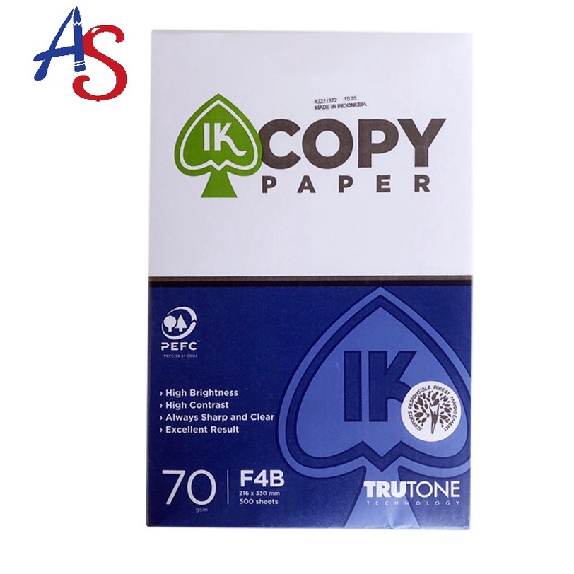 Jual Kertas HVS F4 IK Copy Paper 70gsm 215 x 330 mm [ART. K9U1 ...