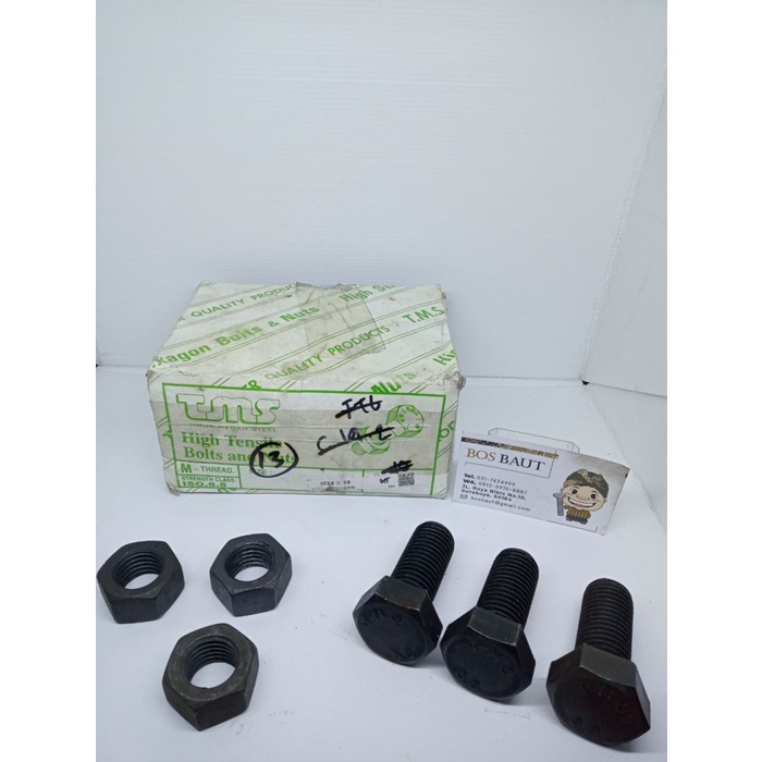Jual Baut Mur Baja M24X55 P3.0 Hitam (Kunci 36 ) | Shopee Indonesia