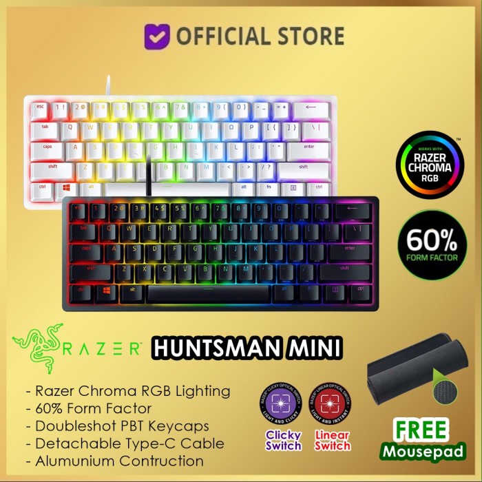 Jual Razer Huntsman Mini Mercury 60% Optical Gaming Keyboard | Shopee ...