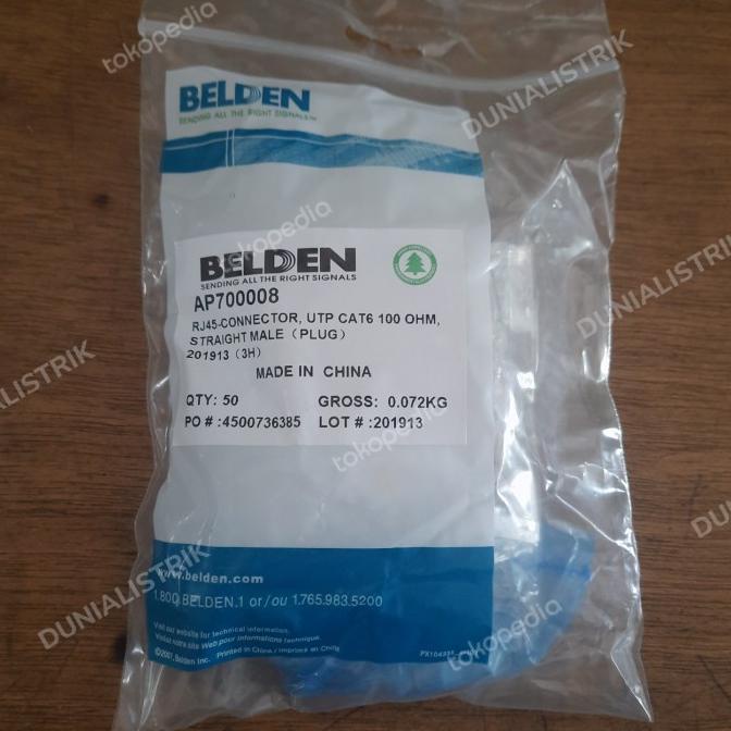 Jual Konektor Rg 45 Cat 6 Belden | Shopee Indonesia