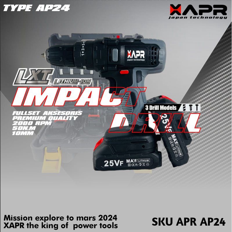 Jual Bor Cordless APR JAPAN 25V Type AP24 Garansi Resmi Impact Drill ...