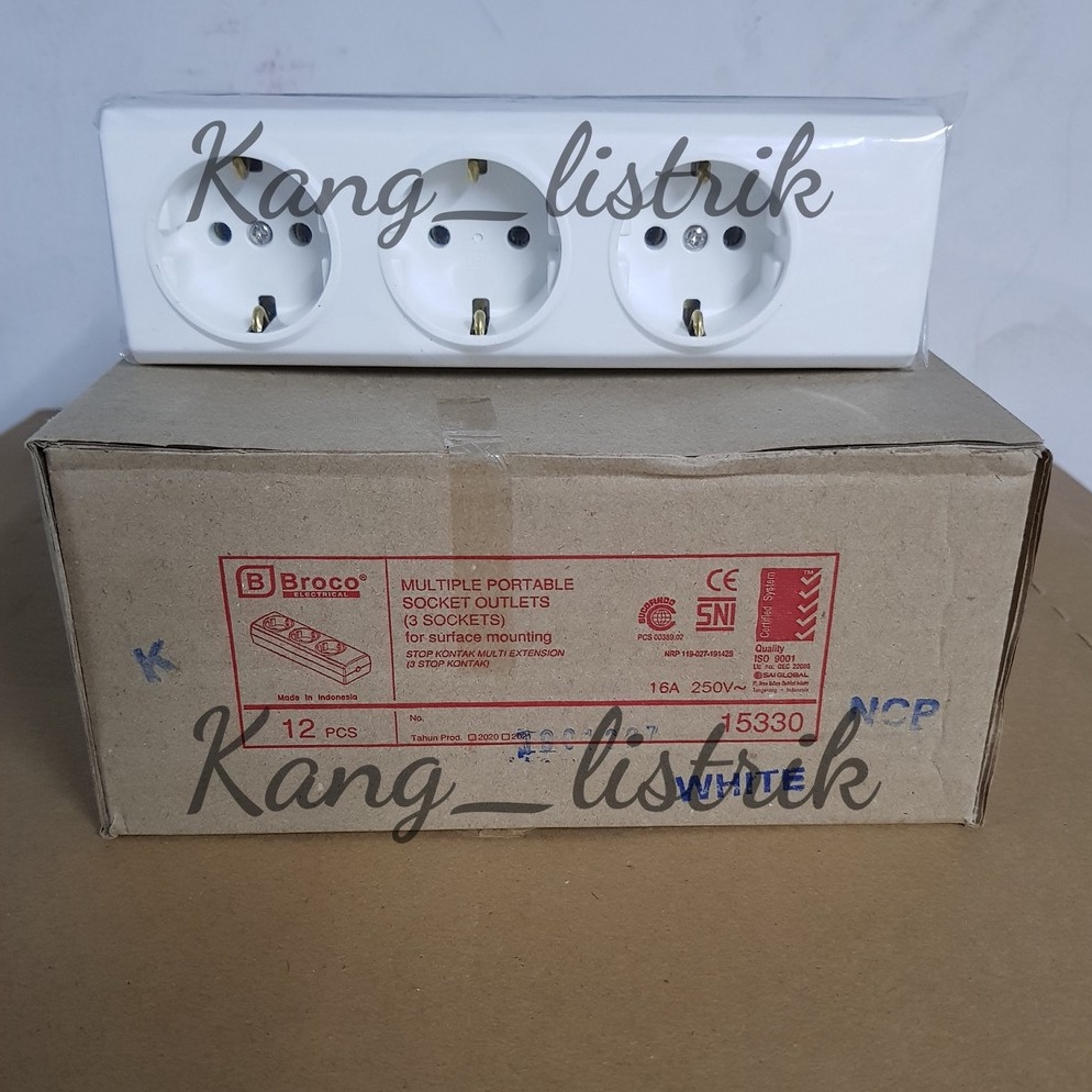Jual Modern.. STOP KONTAK 3 LUBANG BROCO 15330 / Terminal BROCO 3lubang ...