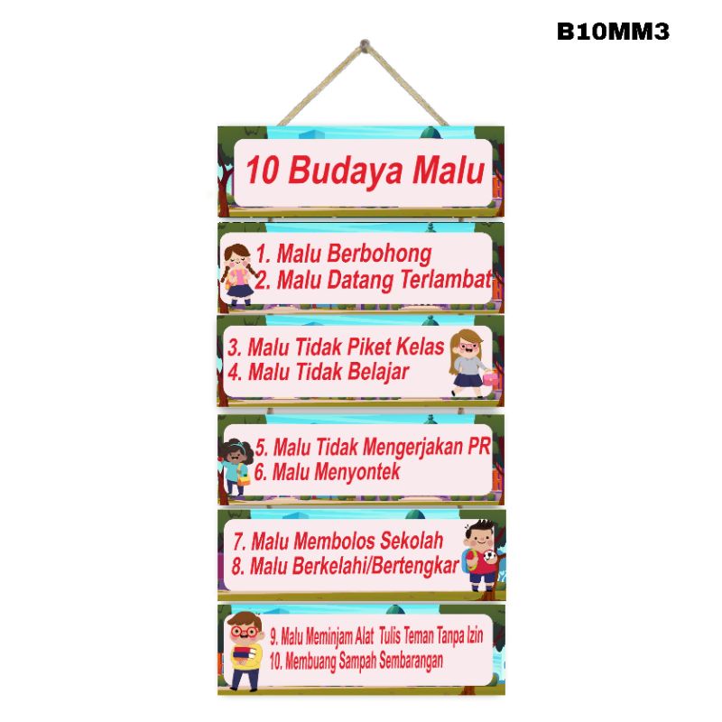 Jual COD ☑️ Hiasan dinding 10 BUDAYA MALU 6 Susun gantungan dinding sekolah edukasi kelas anak ...