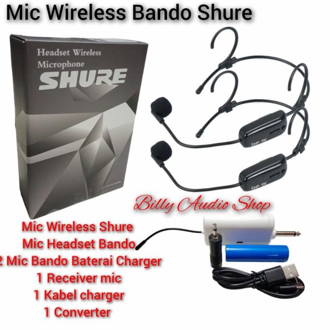 Jual Mic Wireless Shure Headset Bando 2 Mic Charger | Shopee Indonesia