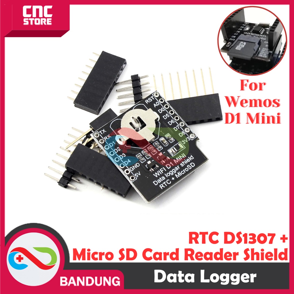 Jual DATA LOGGER RTC DS1307 + MICRO SD CARD READER SHIELD FOR WEMOS D1 MINI | Shopee Indonesia