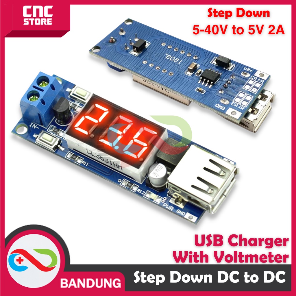 Jual DC-DC 5-40V TO 5V 2A BUCK CONVERTER STEP DOWN USB OUTPUT WITH VOLTMETER | Shopee Indonesia