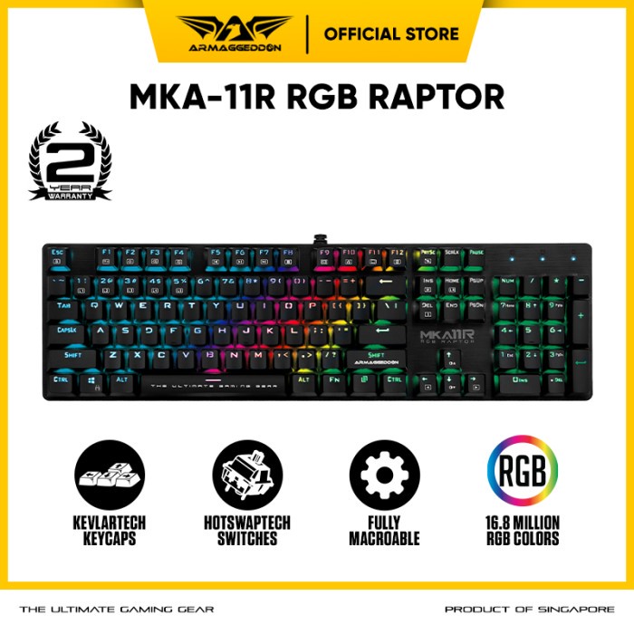 Jual Ready Armaggeddon Mechanical Keyboard MKA-11R RGB Raptor - Garansi ...