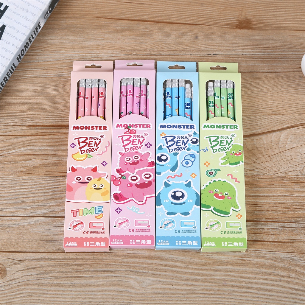Jual VIRAL 1 LUSIN / 12 PCS PENSIL 2B MOTIF KARTUN MONSTER ASTRONOT ...