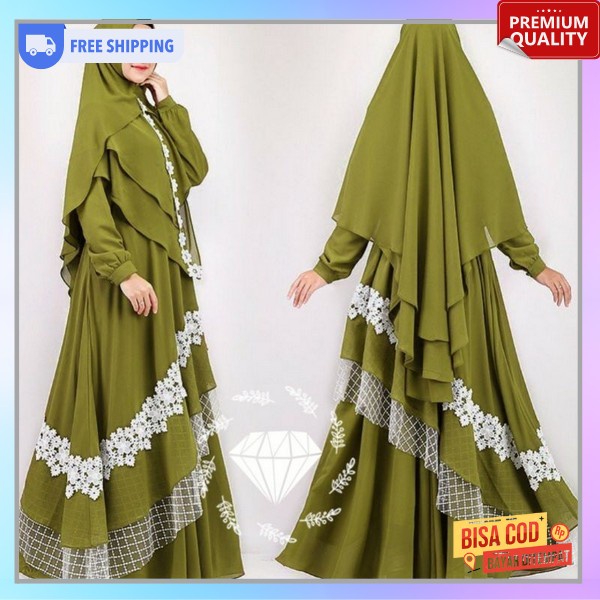 Jual Dress Premium Bju Elegan Drees Gamis Set Gamis Dan Kerudung ...