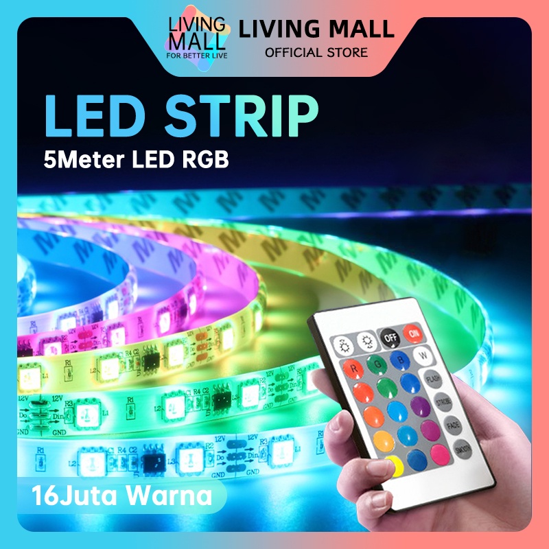 Jual Lampu LED Strip 2835/5050 5Meter Komplit Adaptor Remote / Lampu ...