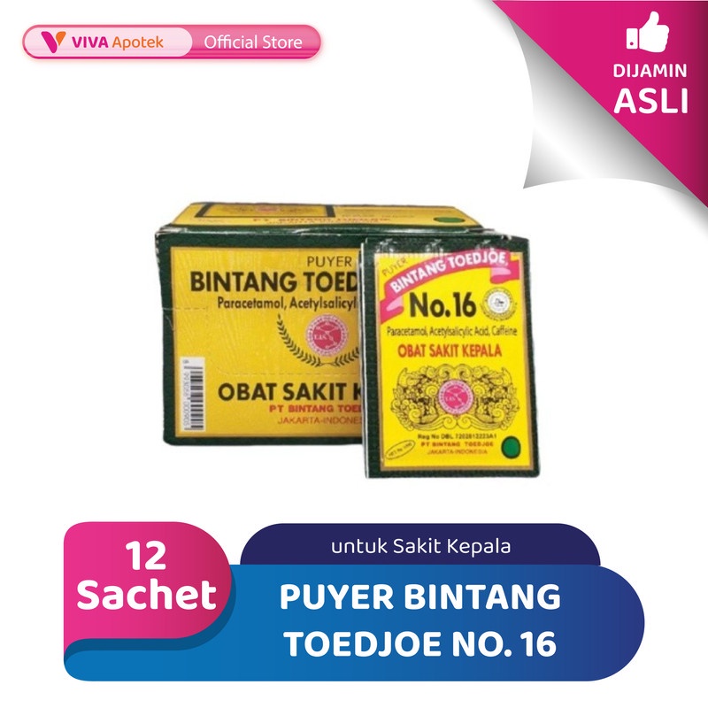 Jual Puyer Obat Sakit Kepala Bintang Toedjoe No.16 (12 Sachet) | Shopee ...