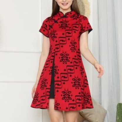 Jual Early- Midi Dress Cheongsam Lantern Red Qipao Cny Lunar Kmc ...