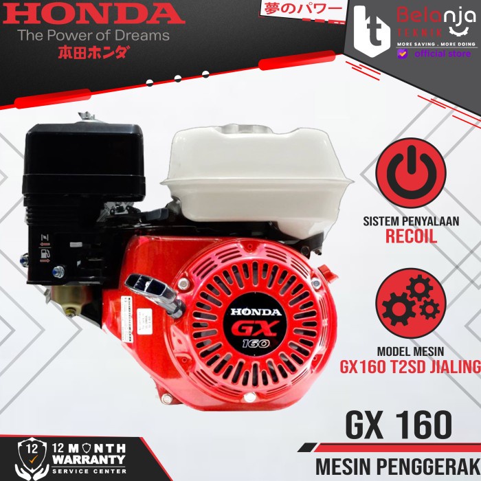 Jual HONDA MESIN PENGGERAK GX 160 JIALING 5.5 HP BENSIN SERBAGUNA GX160 | Shopee Indonesia
