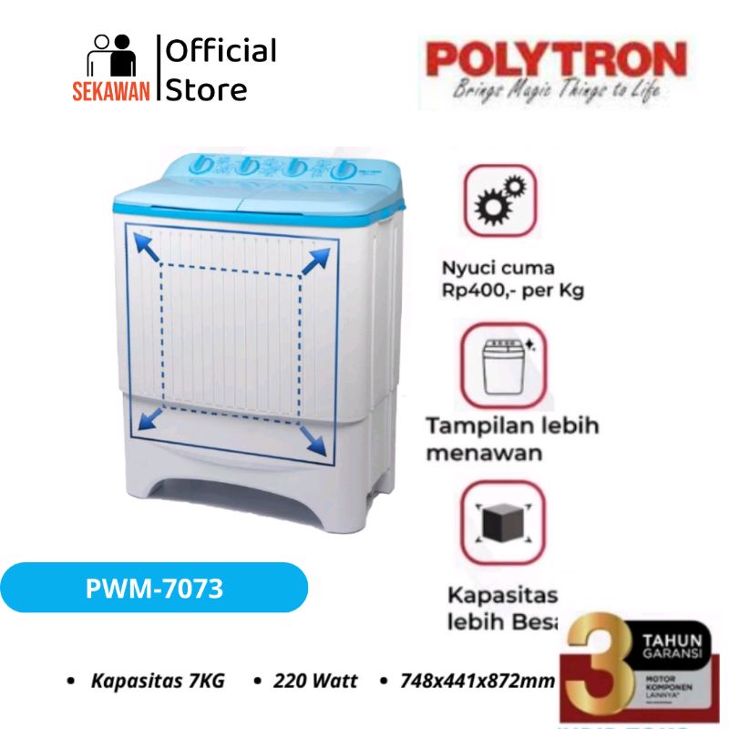 Jual mesin cuci Polytron 2 tabung 7kg low Watt | Shopee Indonesia
