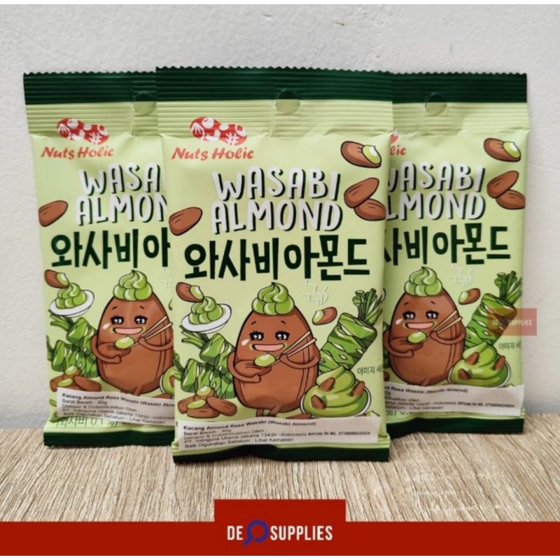 Jual Nuts Holic Wasabi Almond Korea 30gr - Nutsholic Snack Kacang Halal | Shopee Indonesia