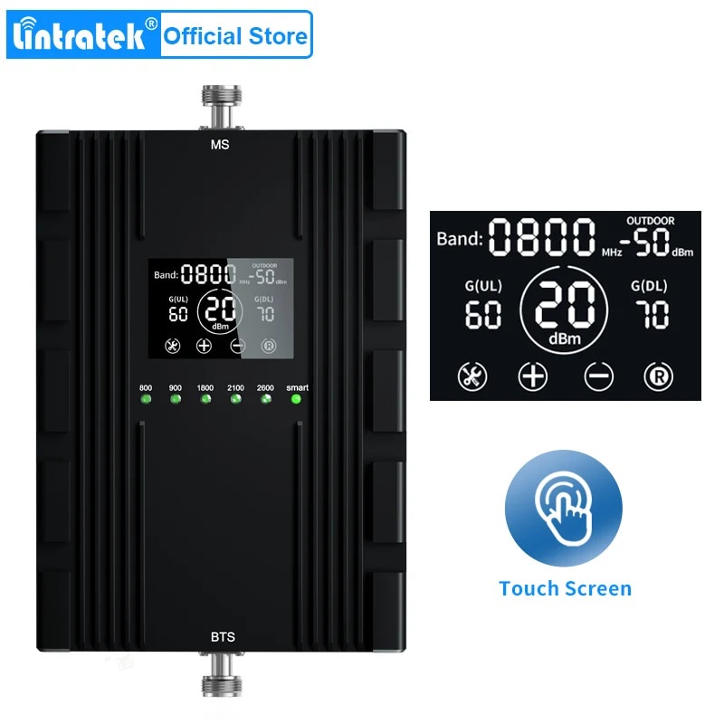 Jual Lintratek Amplifier Sinyal Seluler Layar Sentuh Baru 800 900 1800 2100 2600MHz Repeater 2G ...