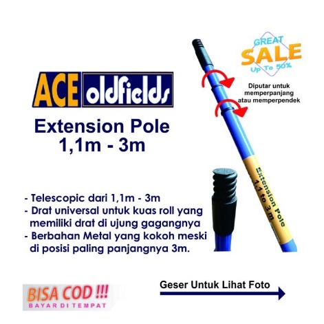 Jual Tongkat Cat Kuas Rol Ace 1,1M - 3M / Stik Pemanjang Gagang Roll ...