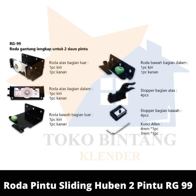 Jual Roda Pintu Sliding Huben 2 Pintu RG-99 (set) | Shopee Indonesia