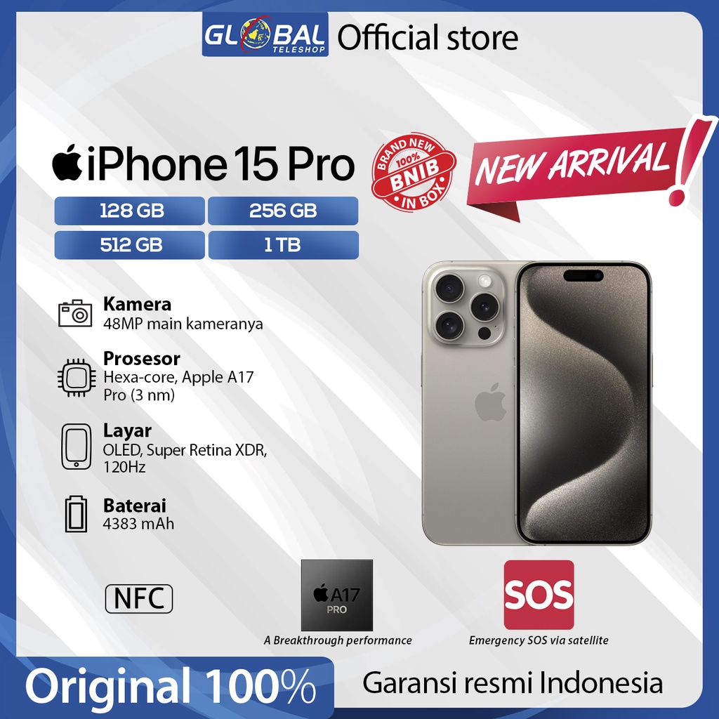 Jual iPhone 15 Pro 128GB 256GB 512GB 1TB Garansi Resmi | Shopee Indonesia
