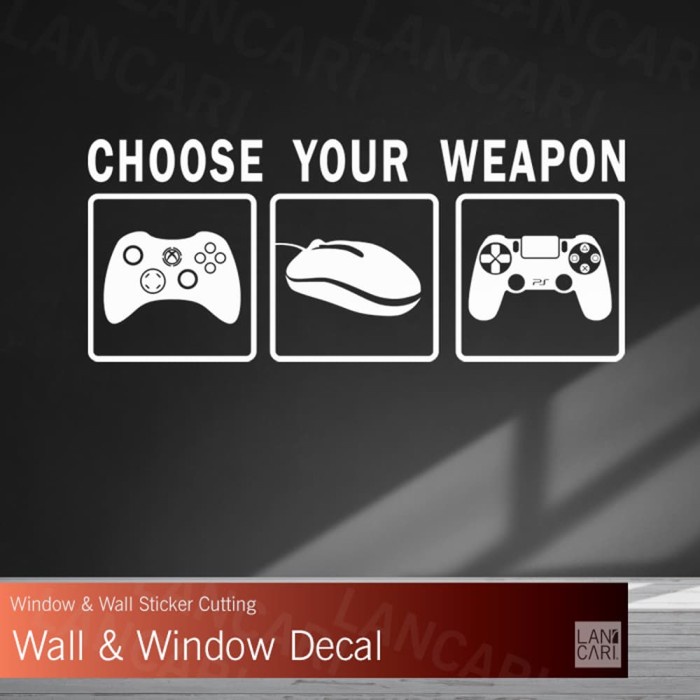 Jual Sticker Cutting Weapon Game Gamers Ps Xbox Decal Stiker Dinding ...