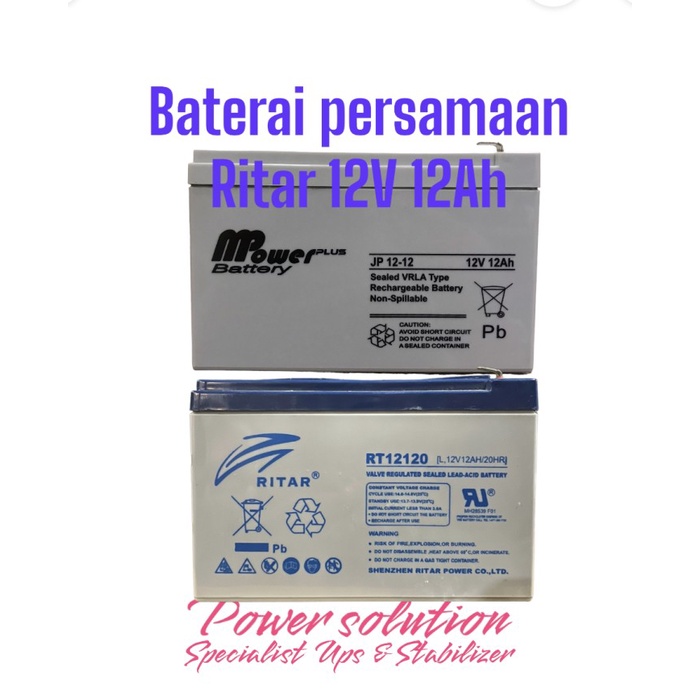 Jual Baterai Persamaan Ritar 12V 12Ah. Mpower plus 12V 12Ah Battery Ups ...