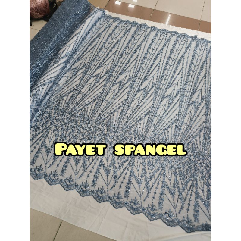 Jual Kain Tile Payet Spangel/Payet Spangkle/Sequin Payet/Bahan Kebaya ...