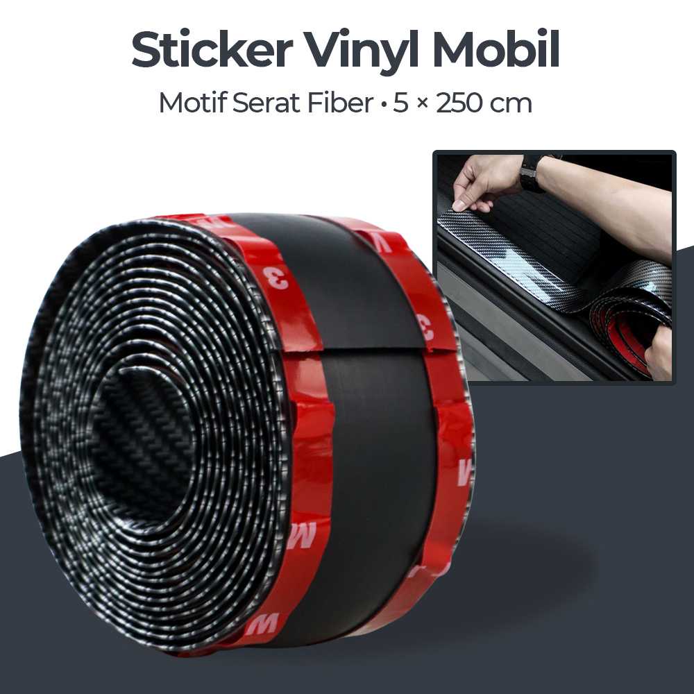 Jual Stiker Vinyl Mobil Carbon Fiber Rubber Strip Bumper Guard 5 x 250 ...