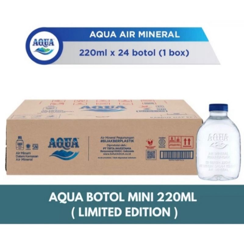 Jual Aqua botol mini 220ml 1 dus isi 24 botol | Aqua cube | Shopee ...