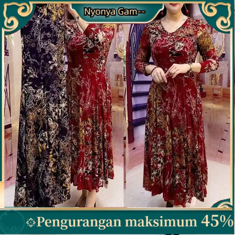 Jual Hazel Hijau Bunga Gaun Wanita Musim Semi dan Musim Panas Baru High ...