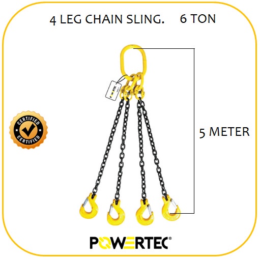 Jual Promo 4 Leg Chain Sling. Kap 6 Ton Panjang 5 M ( Rantai 4 Kaki ...