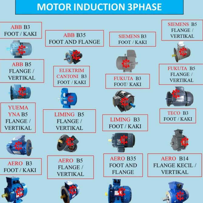 Jual 1 Hp 0,75 Kw 3 Phase 4 Pole Elektro Motor/Dinamo/Motor Induksi B3 | Shopee Indonesia