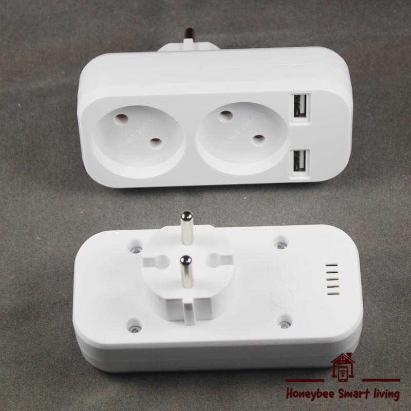 Jual Steker 2 Lubang + 2 USB Port/ Stop Kontak Listrik 2 EU Plug + 2 ...
