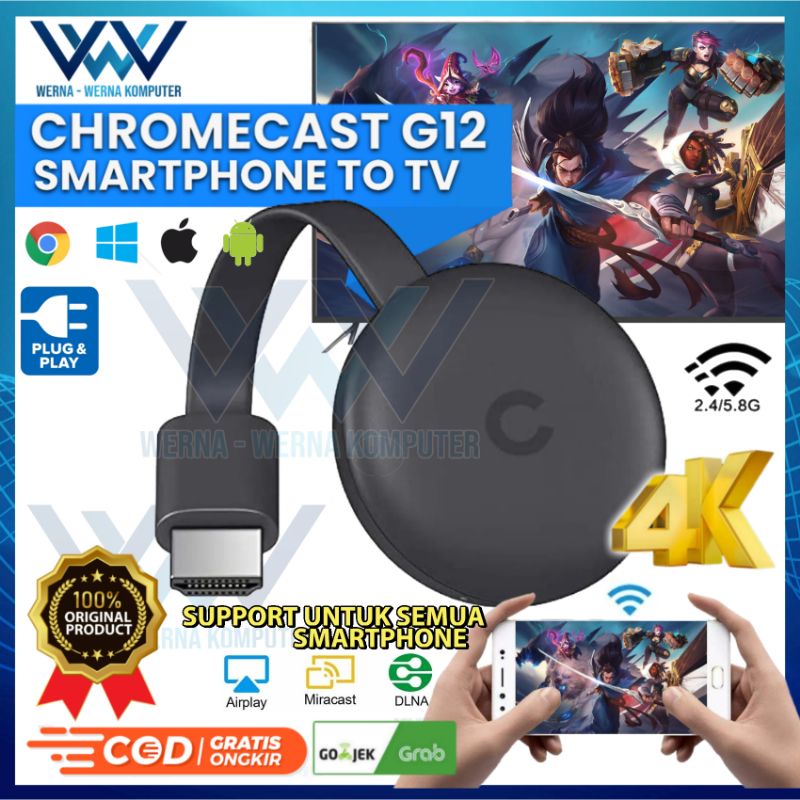 Jual Google Chromecast 3rd Generation G12 Wireless Dongle Mirroring ...