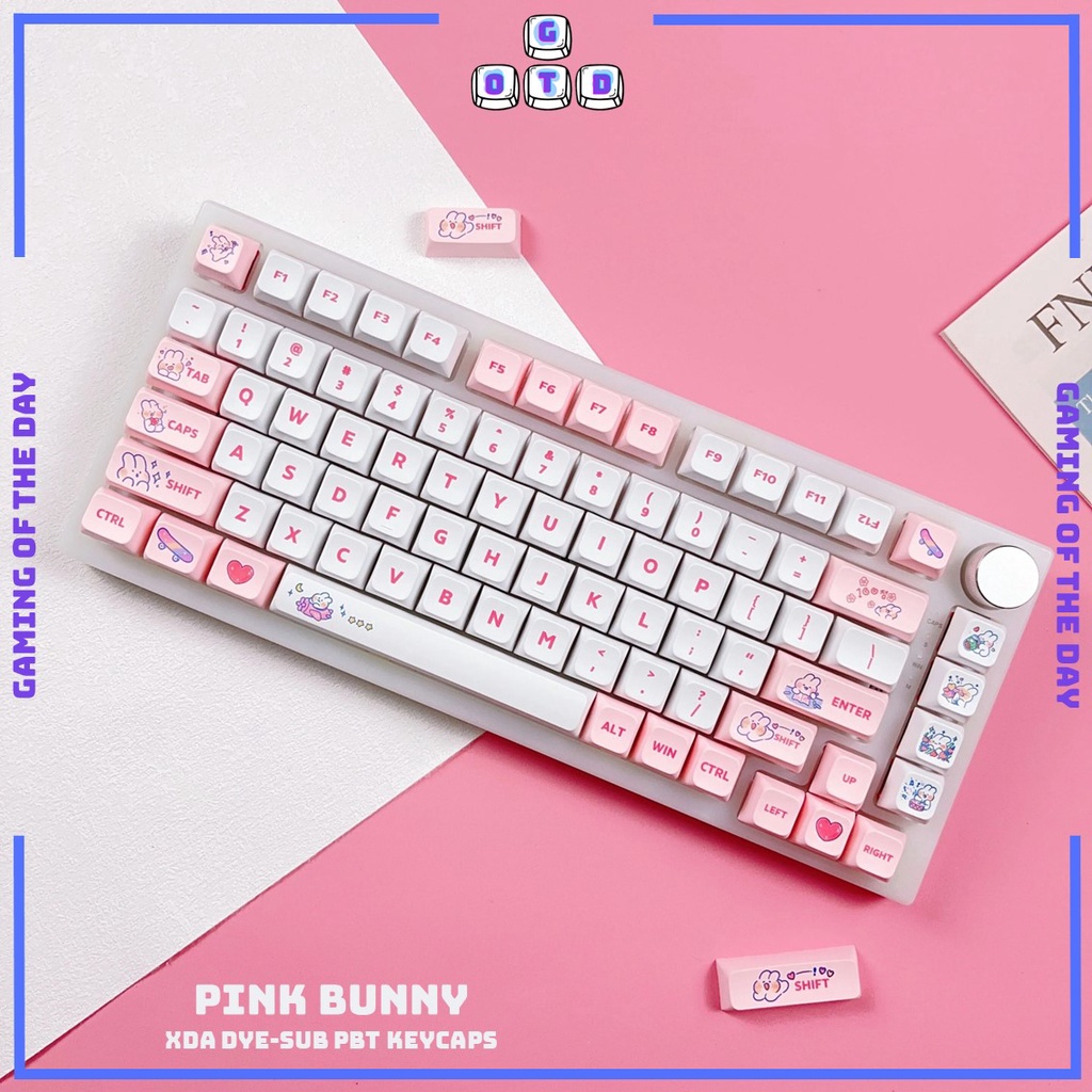 Jual Pink Bunny Rabbit Keycaps Keycap PBT XDA Dye-Sub Keyboard ...