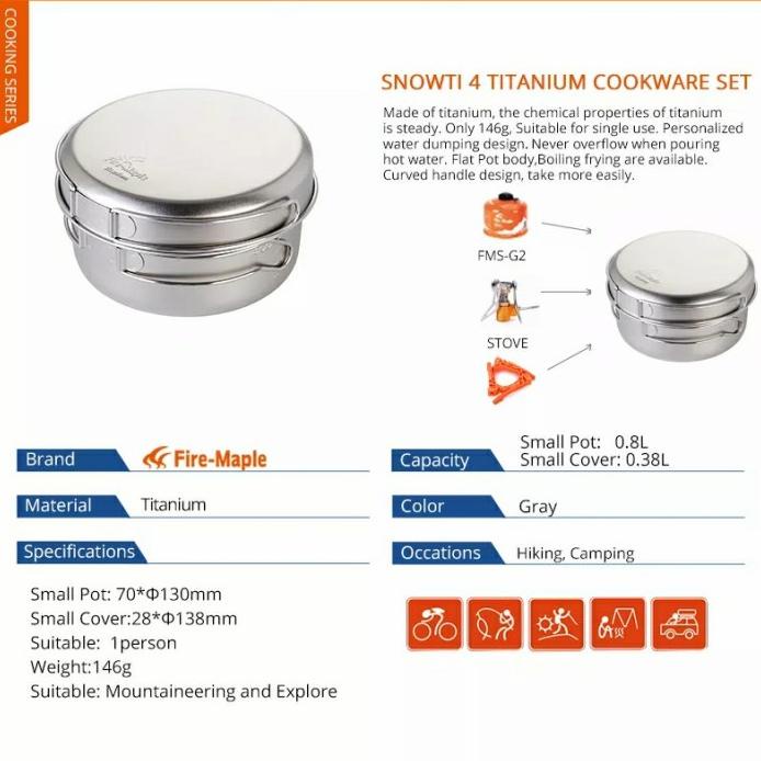 Jual Cooking Set Nesting Camping Ultralight Titanium Firemaple Fire ...