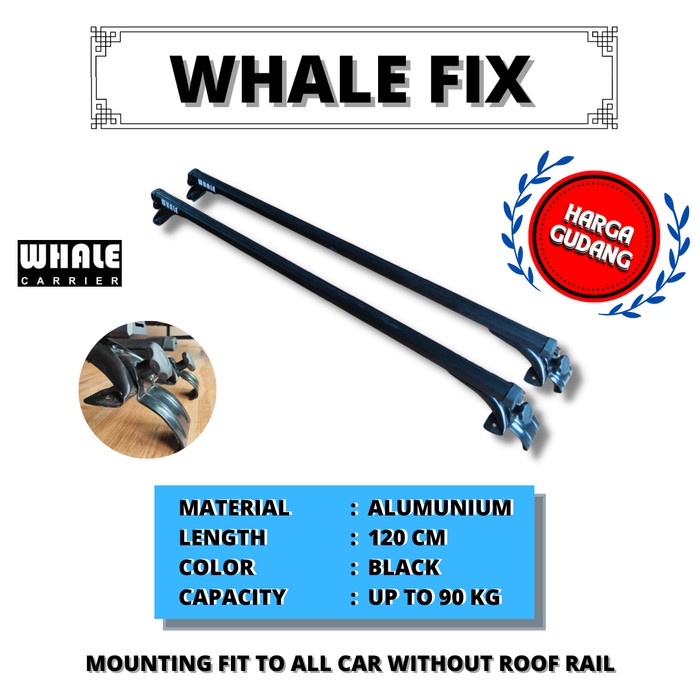 Jual Cross Bar UNIVERSAL WHALE FIX 120 HITAM untuk Innova, HRV, Livina ...