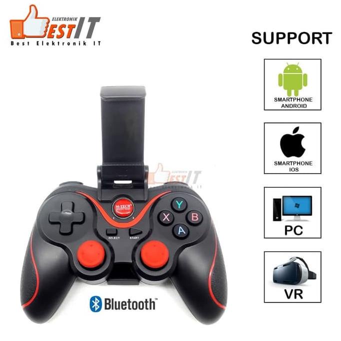 Jual Gamepad Bluetooth Controller Joystick For Android With Holder ...
