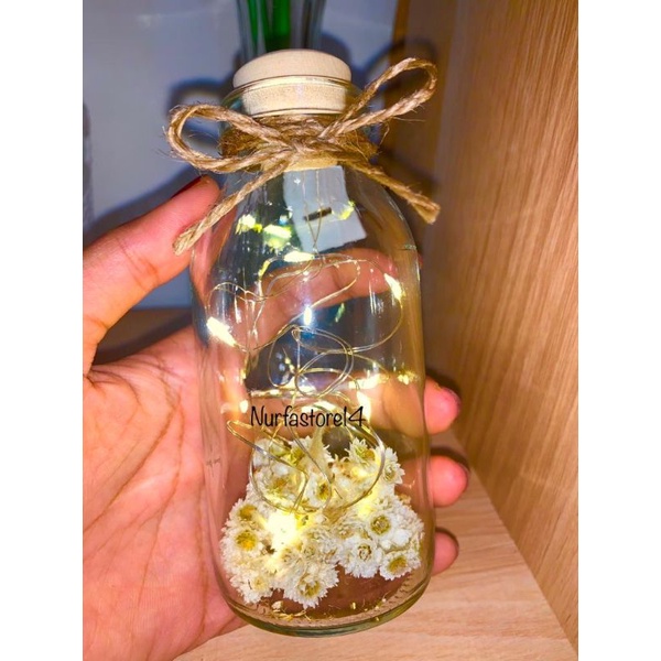 Jual Botol Lampu Rustic Bunga Edelweiss di dalam Botol Massage in Botol ...