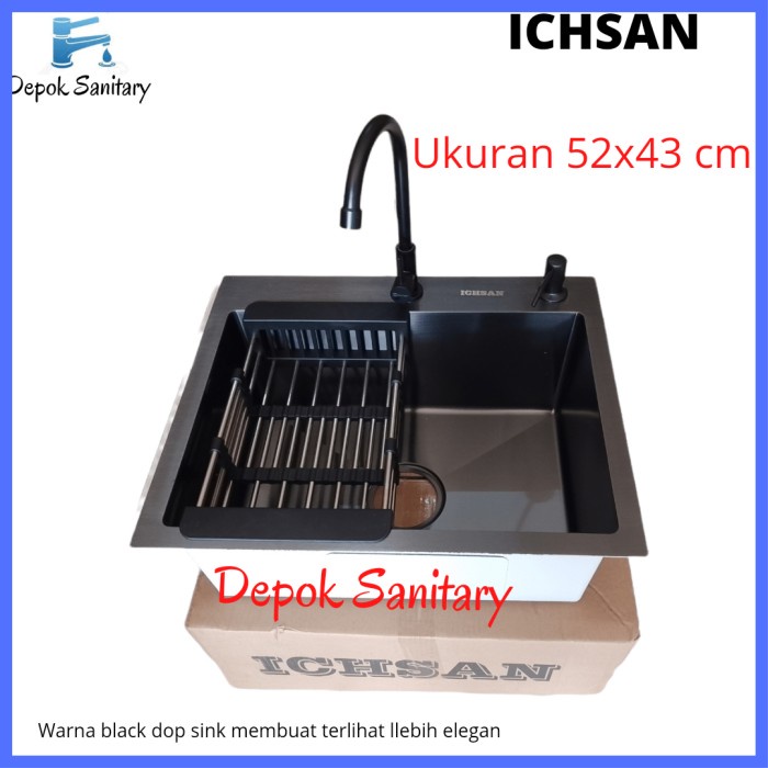 Jual KITCHEN SINK STAINLESS HITAM BLACK 5243 / PAKET KITCHEN SINK ...