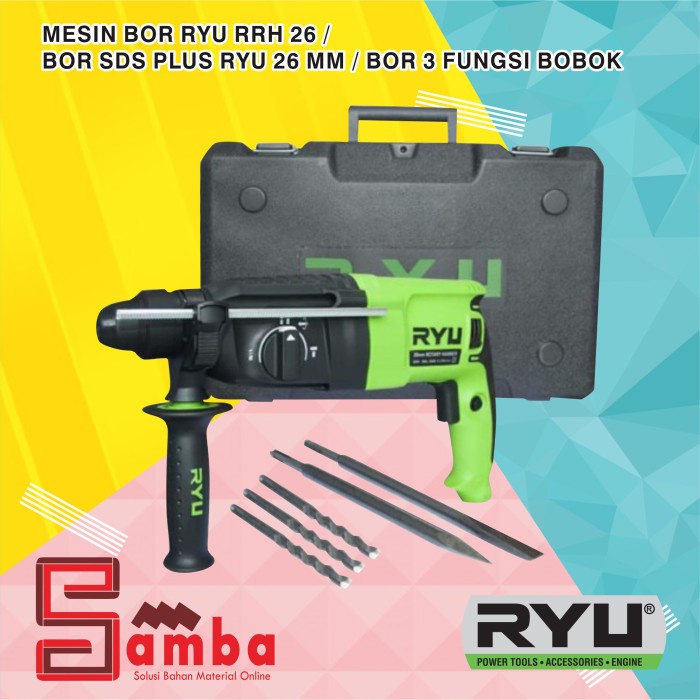 Jual New Ryu Rrh 26 Rotary Hammer / Bor Sds Plus Ryu 26 Mm / Bor 3 ...