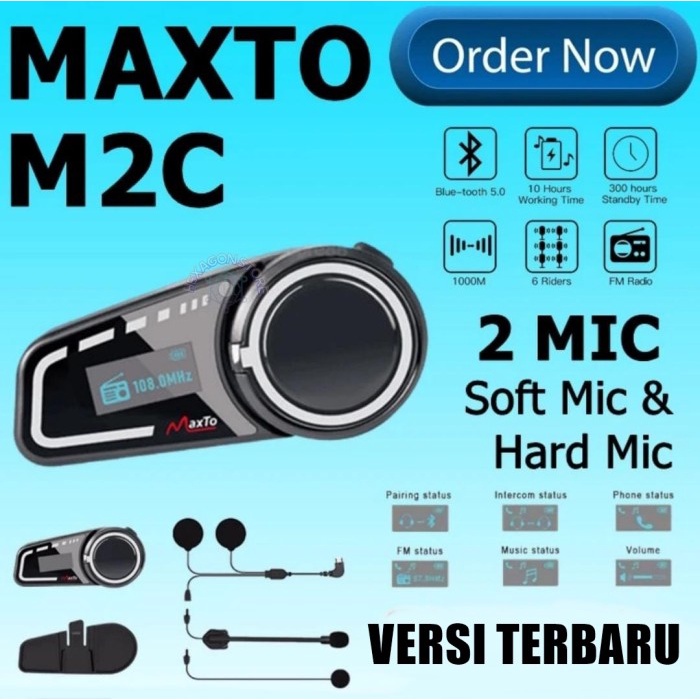Jual [New Ori] Intercom Bluetooth Helm Maxto M2C Fm Radio 6 Rider Bisa ...
