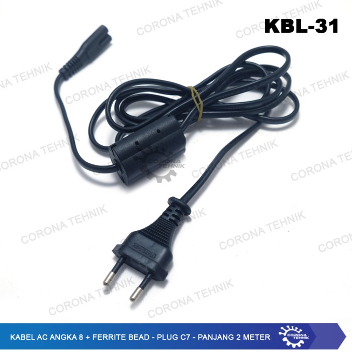 Jual Kabel AC Angka 8 + Ferrite Bead - Plug C7 - 2x0,75 mm 300 Volt 2 ...